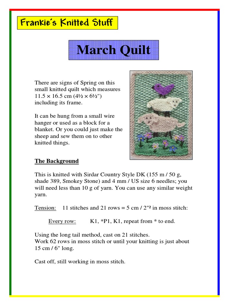 March Quilt: Frankie's Knitted Stuff | PDF | Knitting | Yarn