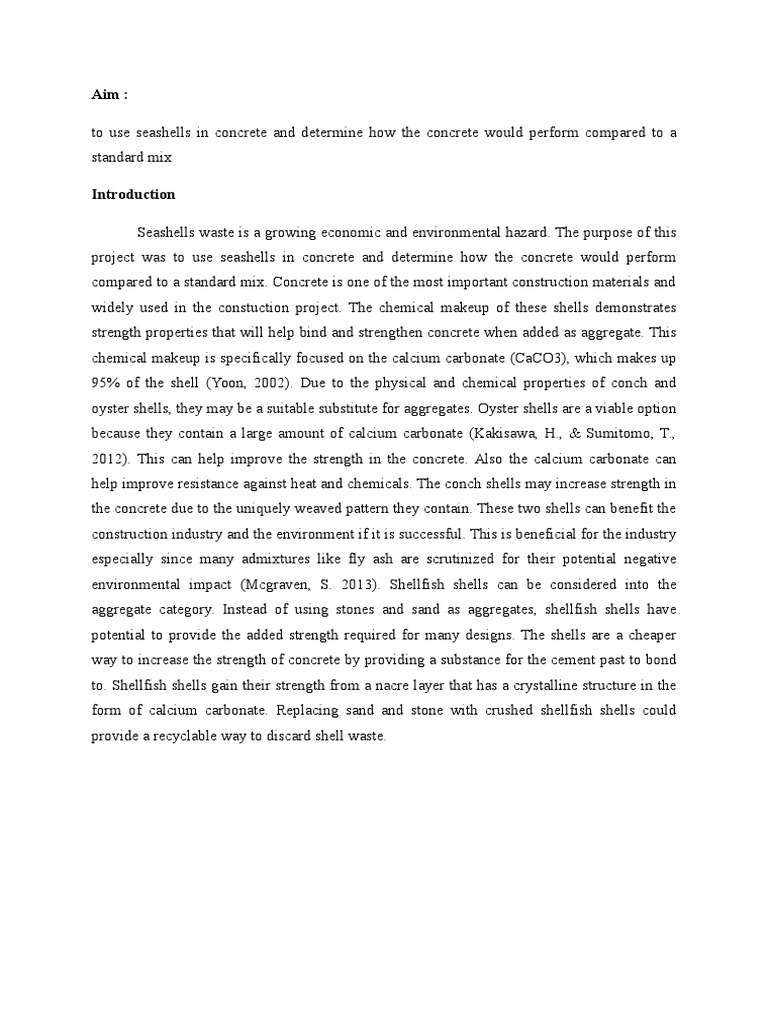 Seashells in Concrete: Strength Study | PDF | Composite Material | Concrete