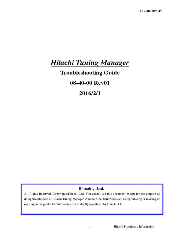 Hitachi Tuning Manager: Troubleshooting Guide 08-40-00 Rev01 2016/2/1 ...