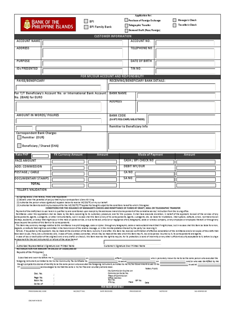Direct Remittance Application Form | Download Free PDF | Cheque | Payments