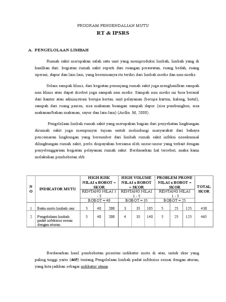 Pedoman Pelayanan Rt&Ipsrs Program Pengendalian Mutu PMKP | PDF