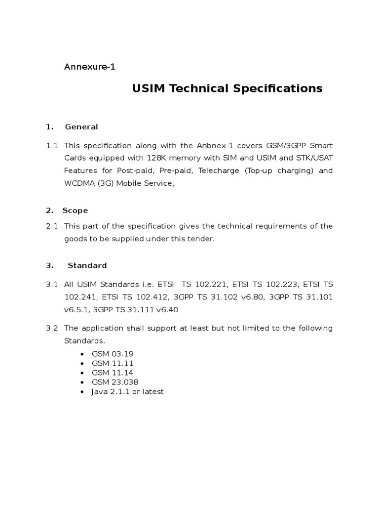 USIM - Spec. - Modified | PDF | Subscriber Identity Module | Short ...