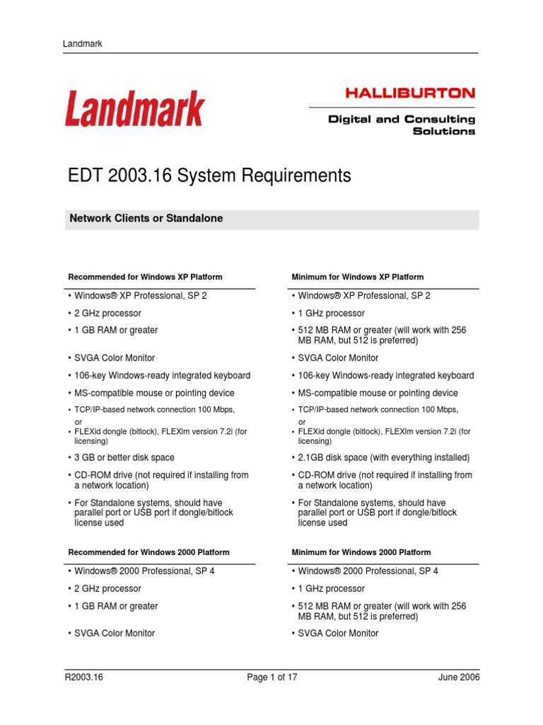 EDT 2003.16 System Requirements: Network Clients or Standalone | PDF ...