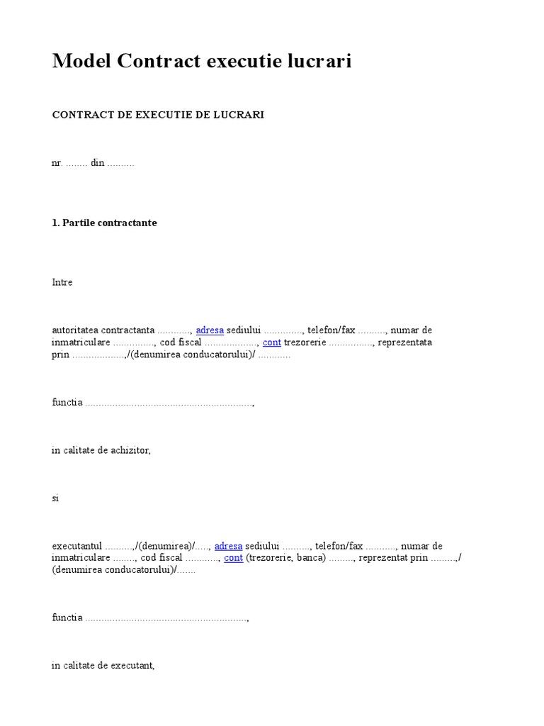 Model Contract Executie Lucrari | PDF