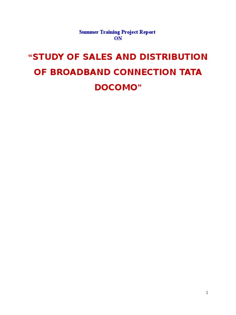 Amit Sales and Distribution of Tata Docomo | PDF | Internet Access | Wi Max