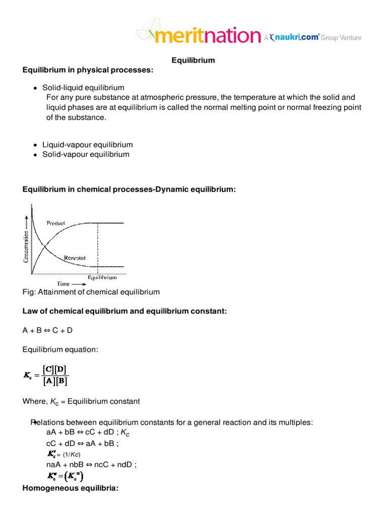 Equilibrium Equilibrium in Physical Processes | PDF | Chemical ...