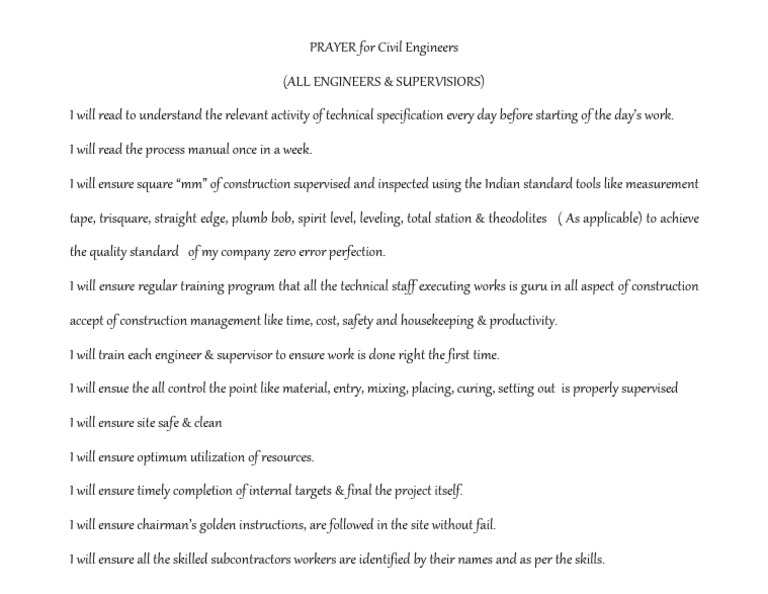 Civil Engineer Prayer | PDF