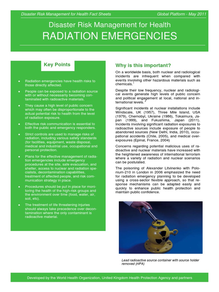 DRM Fact Sheet Radiation Emergencies | PDF | Radioactive Contamination ...