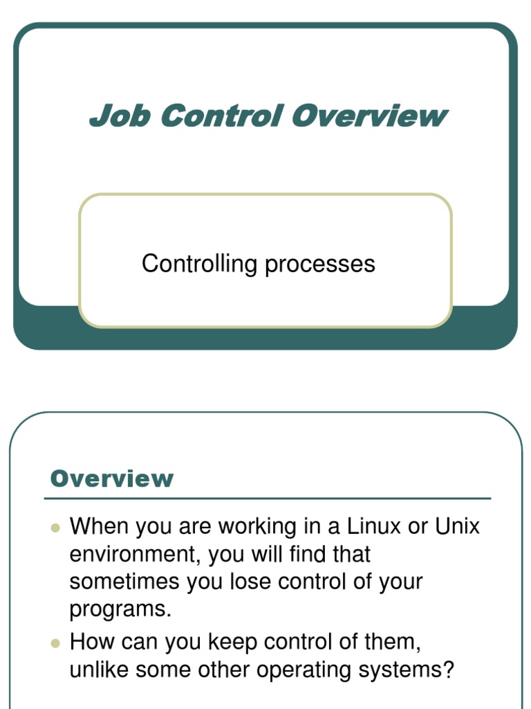 Job Control Overview: Controlling Processes | PDF | Unix | Software Engineering