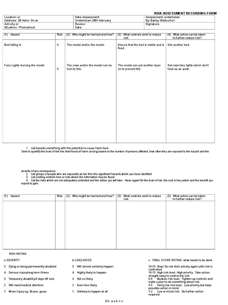 Risk Asses Ment Fasion Spread 4 | PDF | Risk | Disability