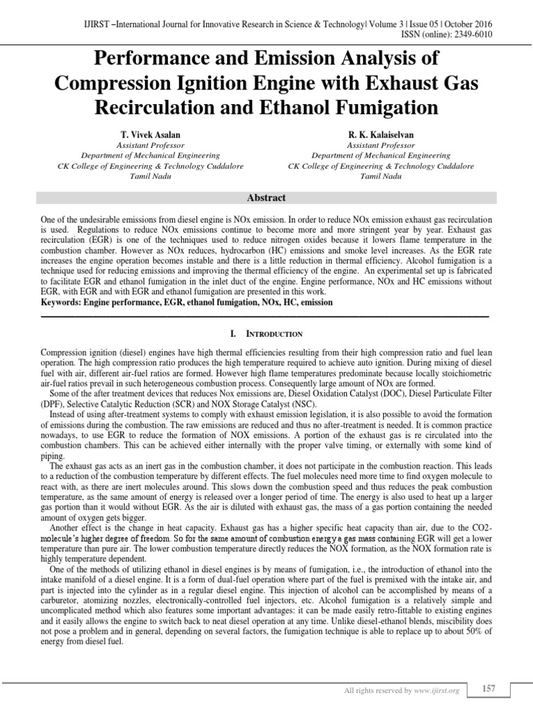 Performance and Emission Analysis of Compression Ignition Engine With ...