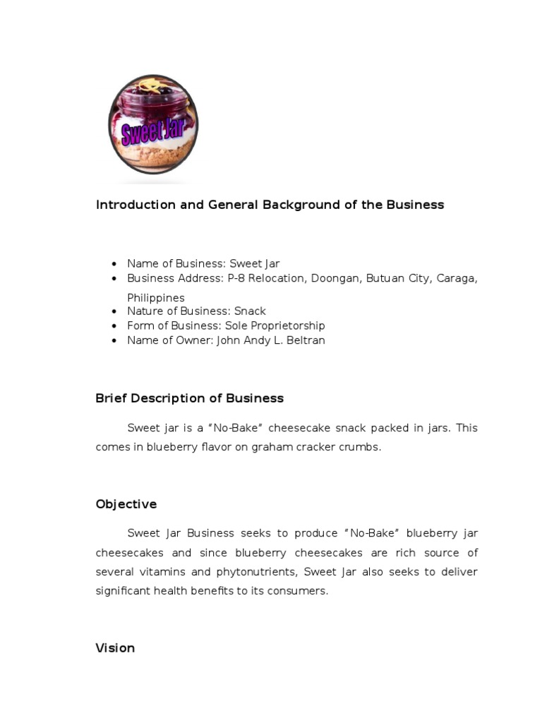 Introduction and General Background of The Business | PDF | Cheesecake ...