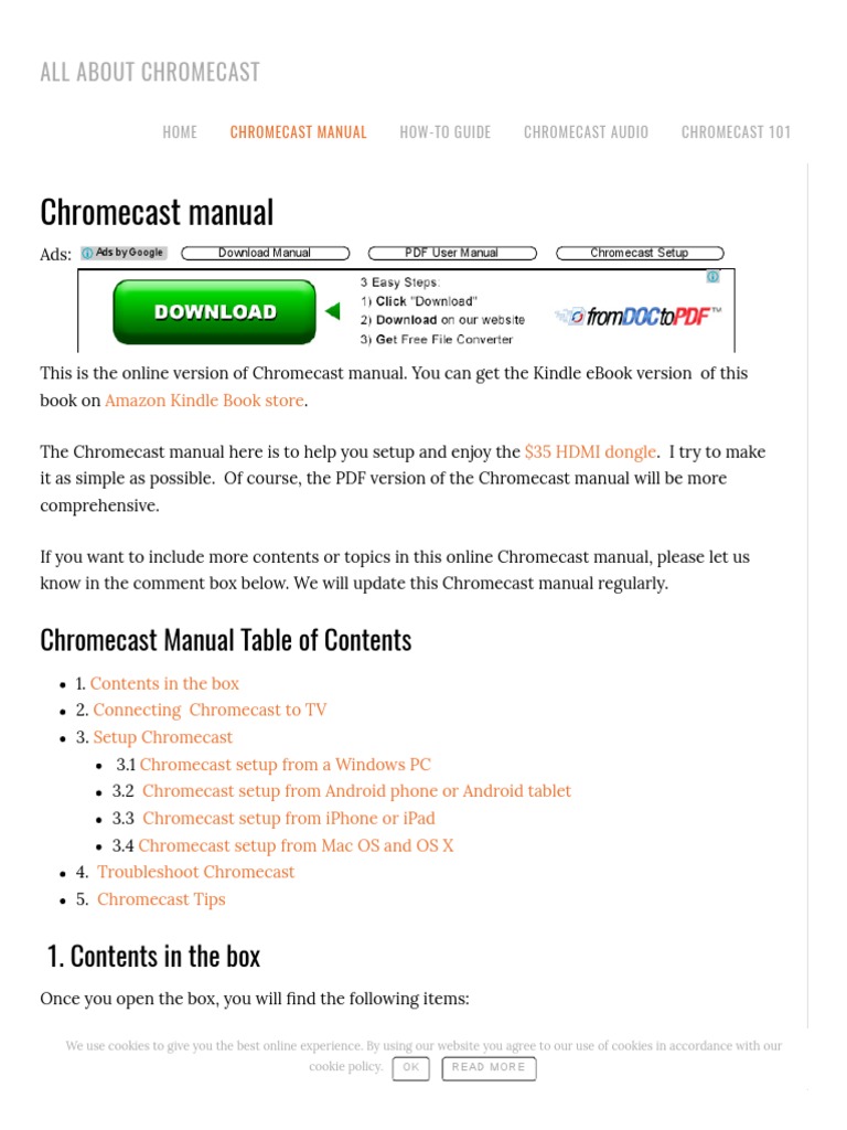 Chromecast Manual - Chromecast Setup Guide - All About Chromecast | PDF ...