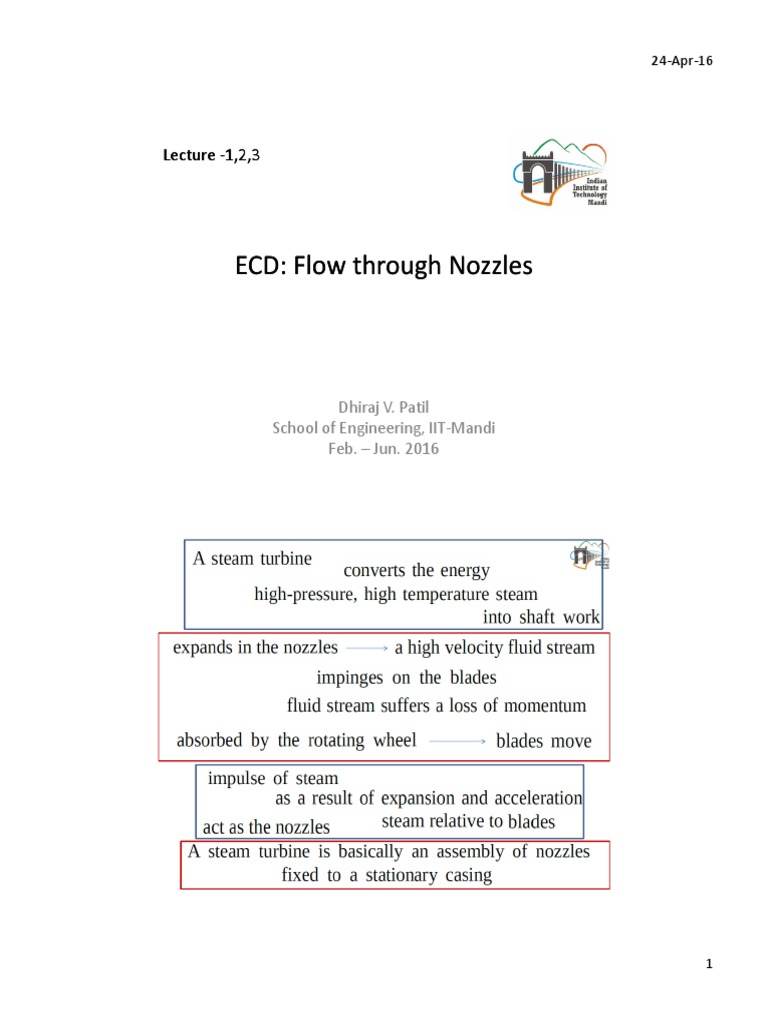 ECD: Flow Through Nozzles ECD: Flow Through Nozzles: Lecture - 1,2,3 1,2,3 | PDF