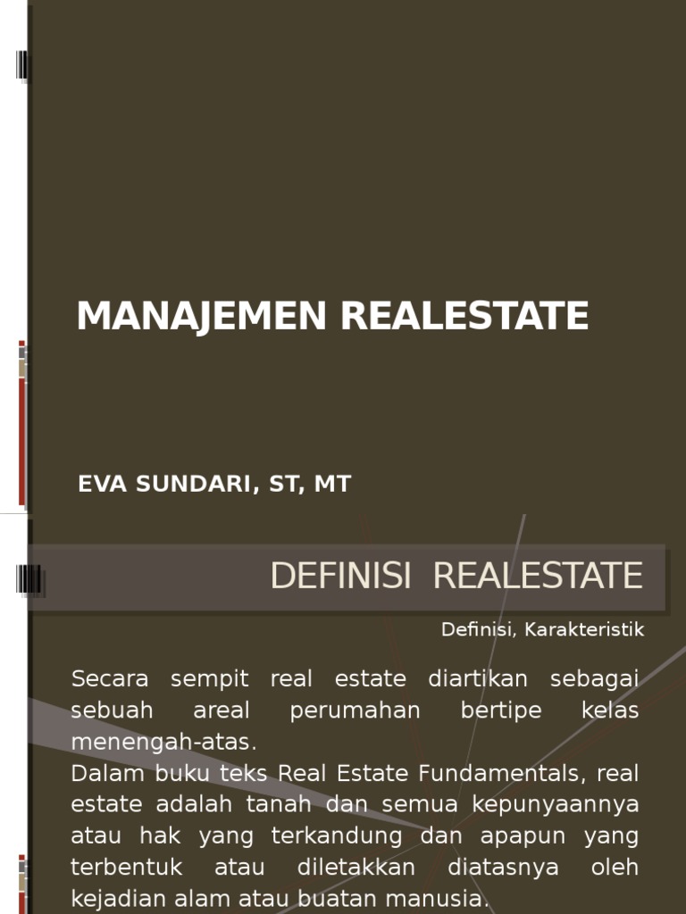 Definisi dan Ruang Lingkup Real Estate | PDF | Bisnis | Pengelolaan ...