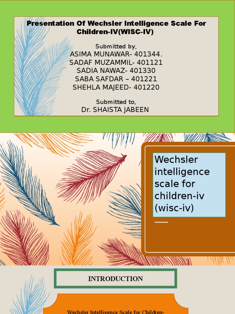 WISC | Wechsler Adult Intelligence Scale | Behavioural Sciences