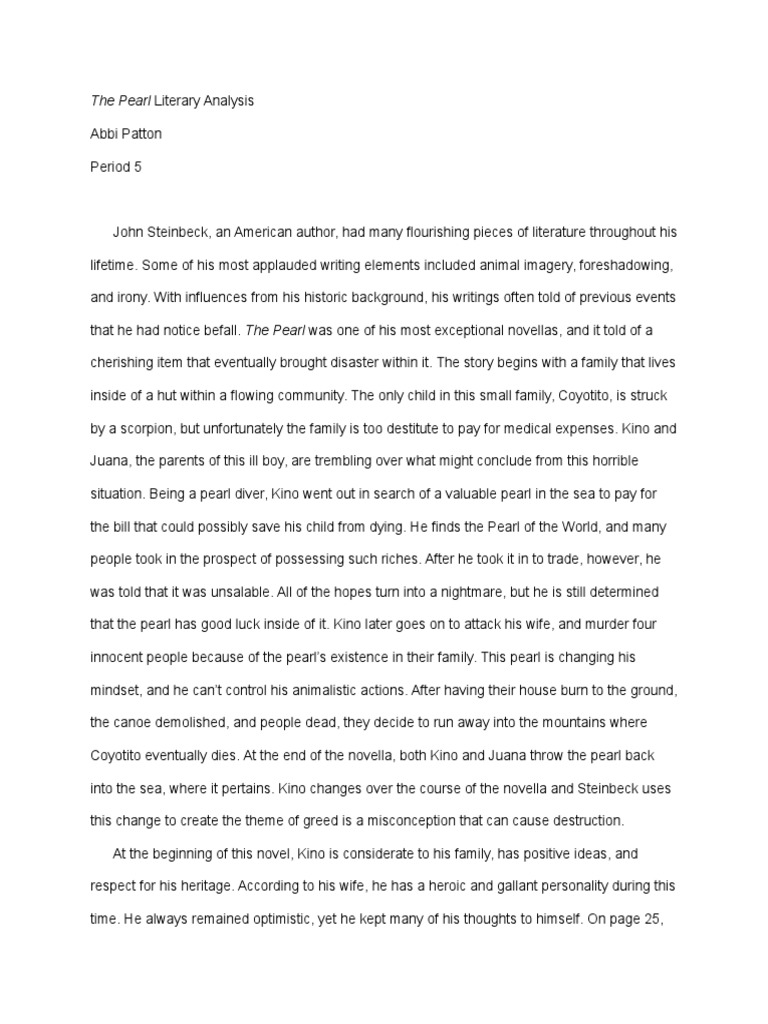 The Pearl Literary Analysis | PDF