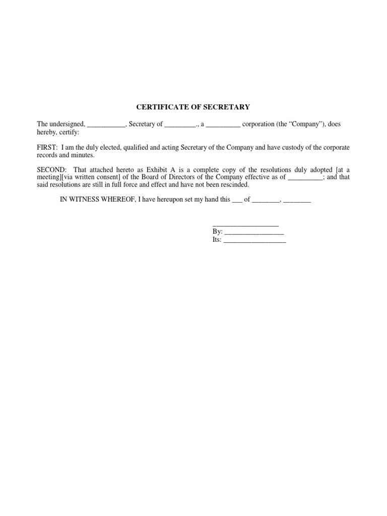 Form Secretary Certificates | PDF | Social Institutions | Social Science