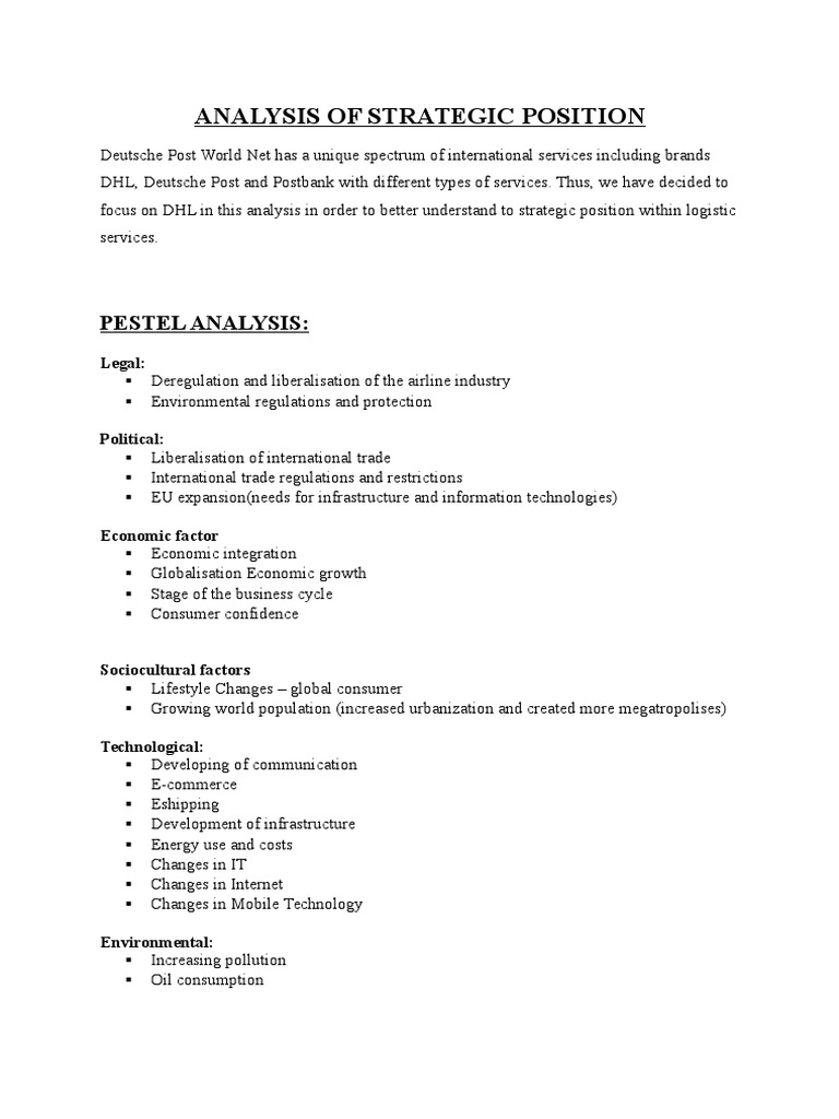 Analysis of Strategic Position | PDF | Courier | United Parcel Service