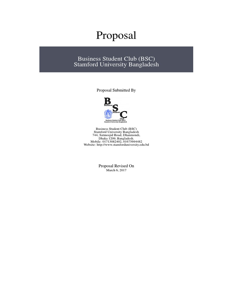 Business Student Club Proposal - Stamford U | PDF | Bangladesh | Learning