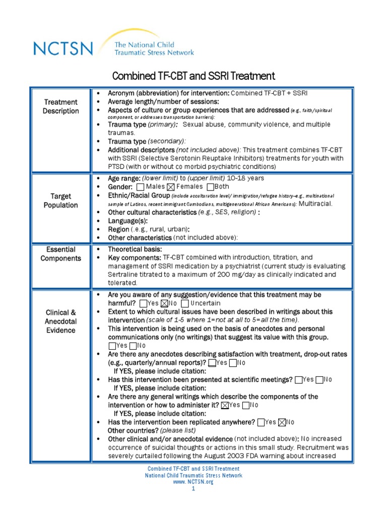 Combined TFCBT Ssri General | PDF | Posttraumatic Stress Disorder ...