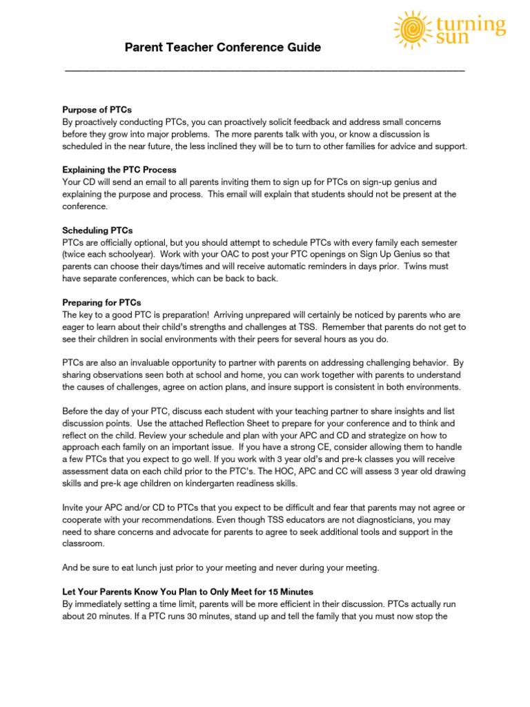 Parent Teacher Conference Guide | PDF | Psychological Concepts | Cognition