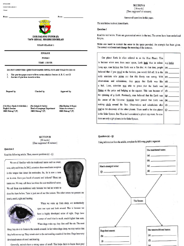 Form 3 English Exam Paper | PDF