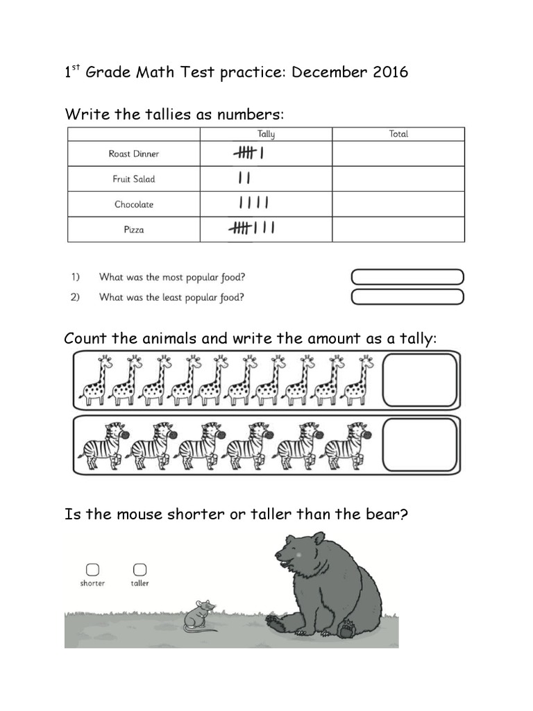 1st Grade Math Test Practice PDF | PDF