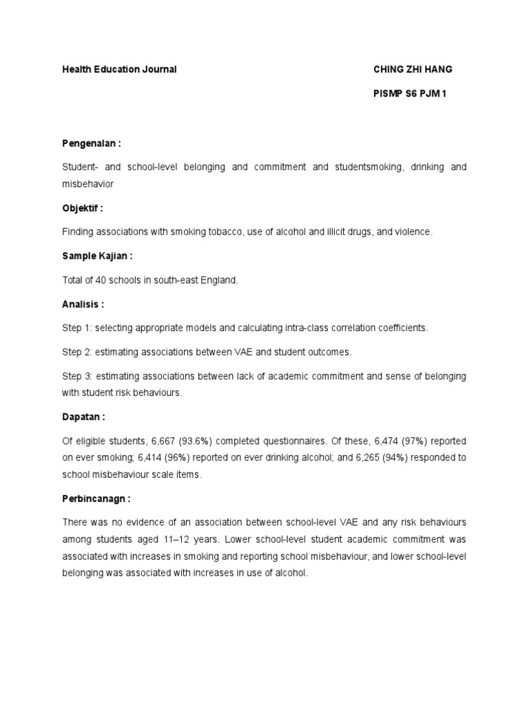 Health Education Journal | PDF | Correlation And Dependence