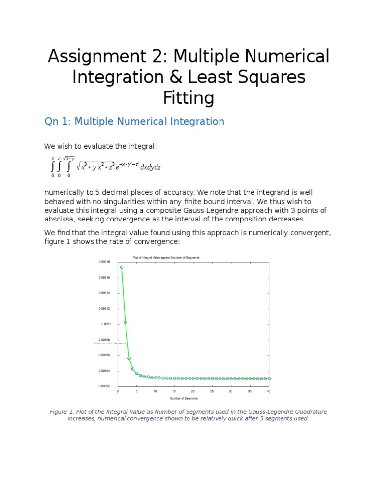 Assignment 2: Multiple Numerical Integration & Least Squares Fitting ...