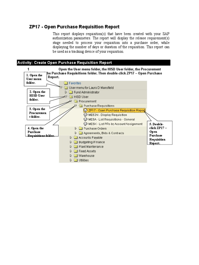 ZP17 - Open Purchase Requisition Report | PDF | Icon (Computing ...