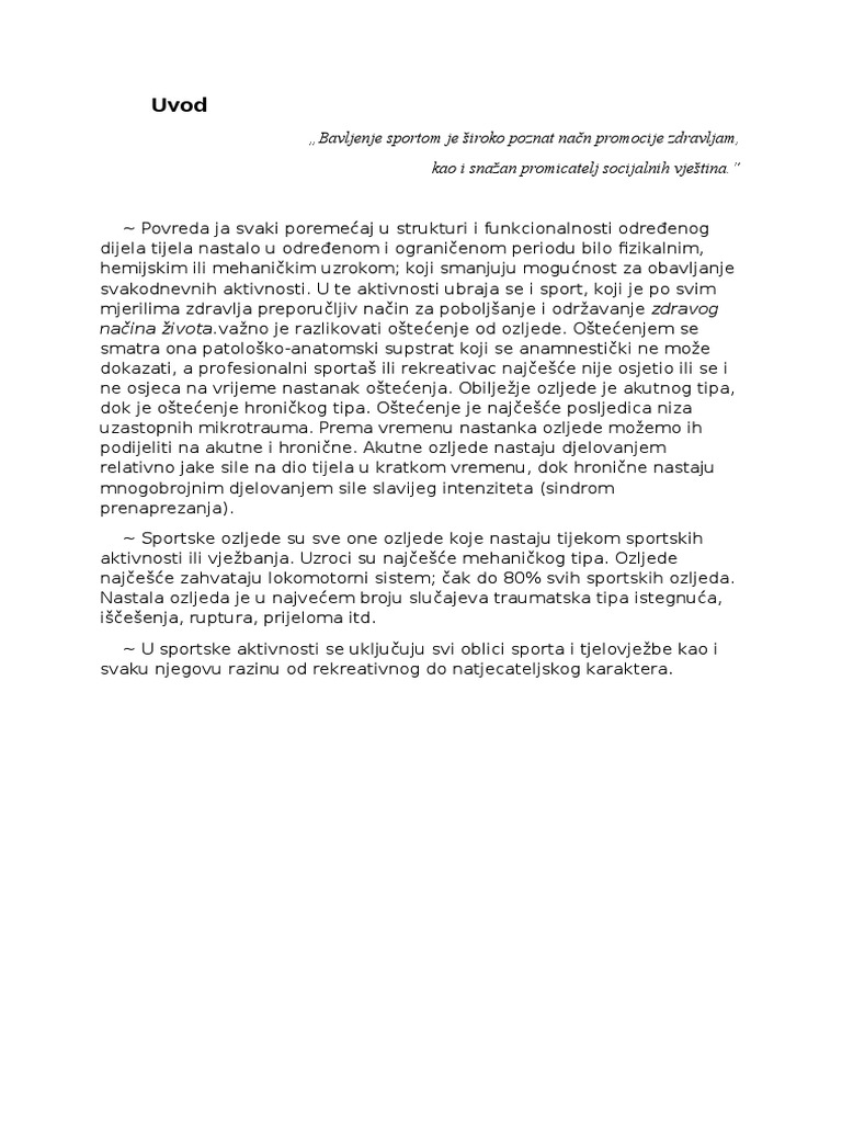 Sportske Povrede | PDF