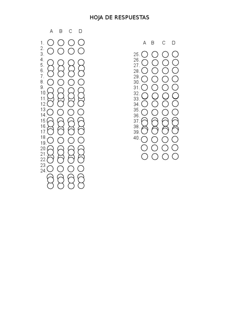 Hoja de Respuesta de 40 Preguntas | PDF
