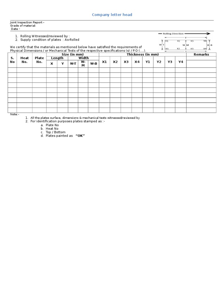 Joint Inspection Report Format | Mechanical Engineering | Nature
