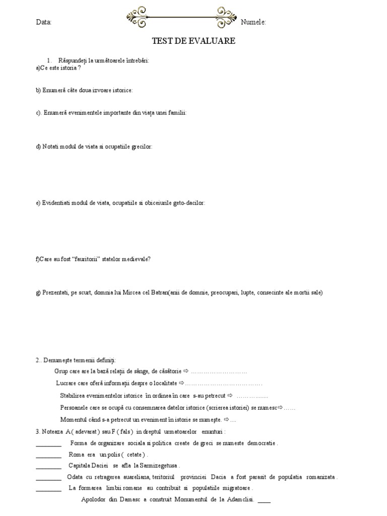 0 3 Test Istorie | PDF