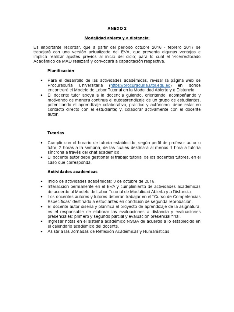 Instructivo de Labor Tutorial - Modalidad A Distancia | PDF