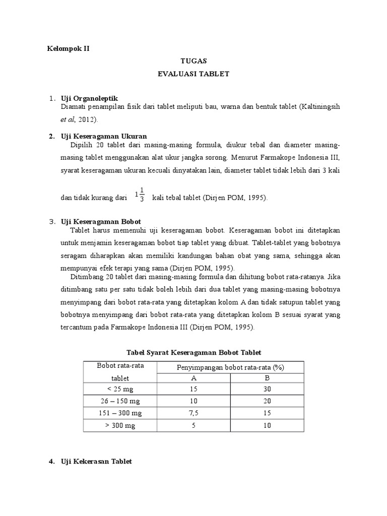 Evaluasi Tablet | PDF