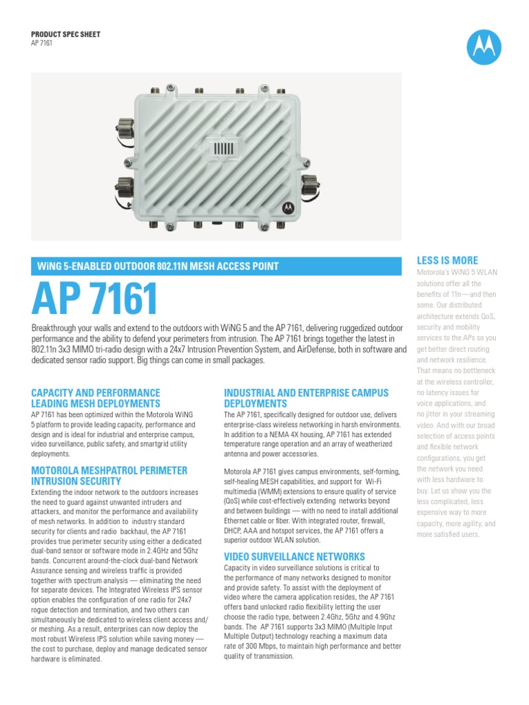AP7161 Specifications | PDF | Wireless Lan | Ieee 802.11