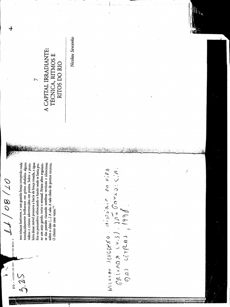 SEVCENKO, Nicolau. A Capital Irradiante Técnica, Ritmos e Ritos Do Rio PDF | PDF