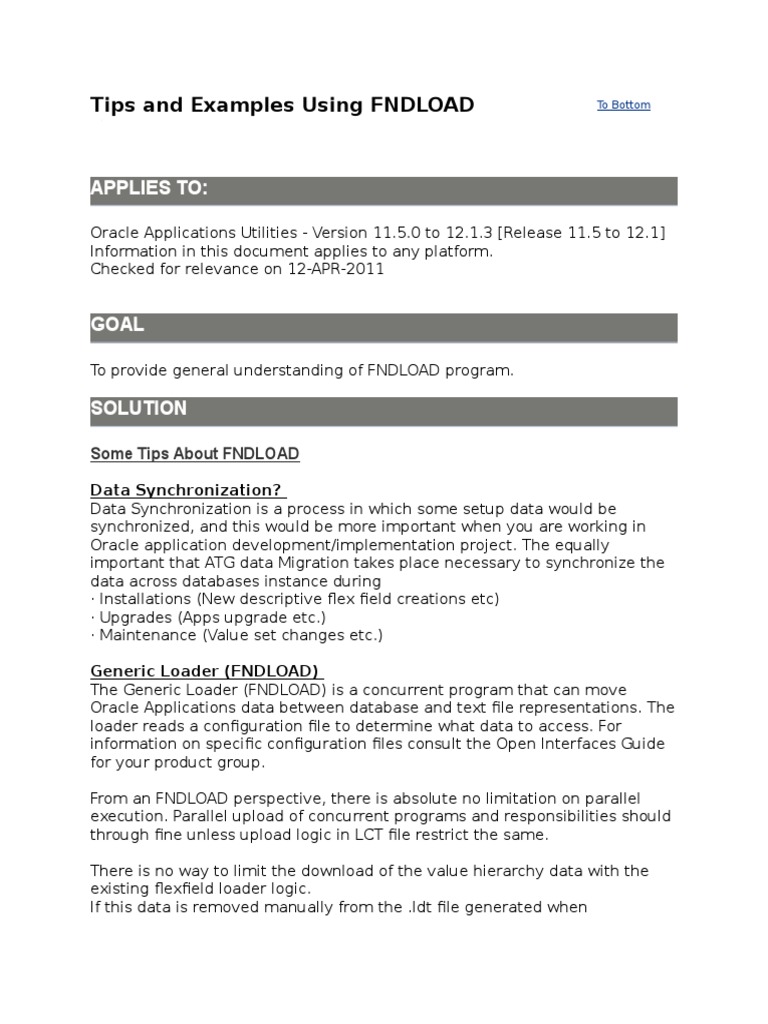 Tips Using Fndload Pdf Computer File Oracle Database