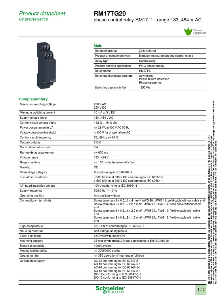 RM17TG20: Product Datasheet | PDF | International Electrotechnical ...