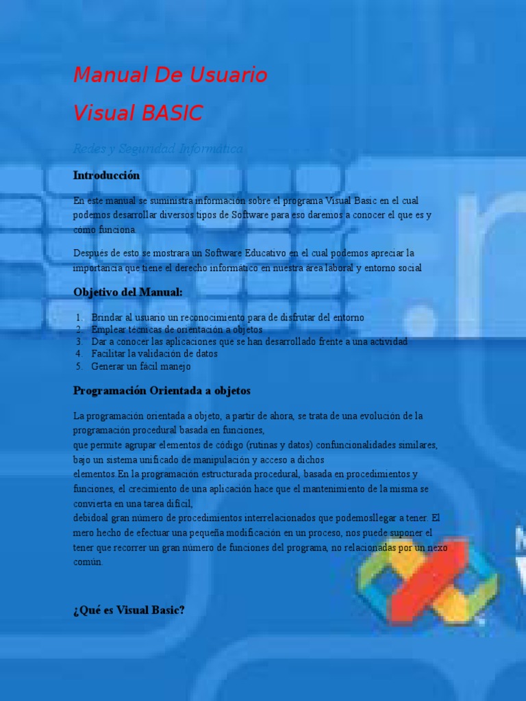 Manual de Usuario Visual Basic | PDF | Básico | Programa de computadora