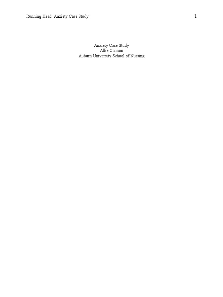 Allie Cannon Anxiety Case Study | PDF | Anxiety Disorder | Generalized ...