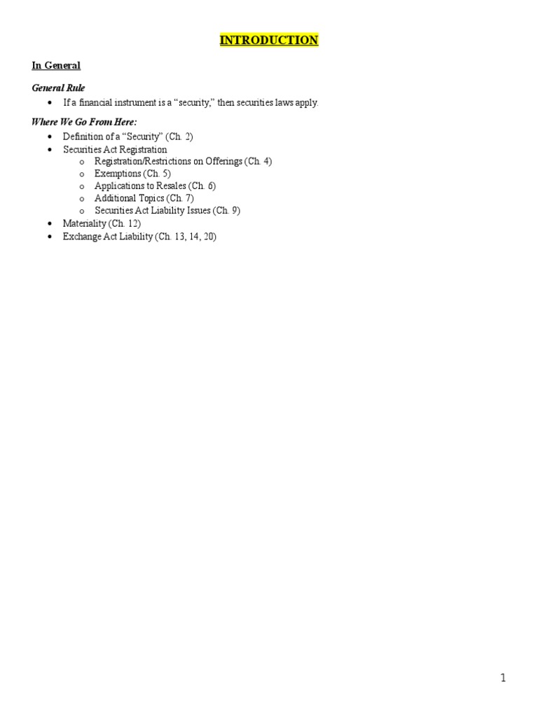 Sec Reg 2016 Outline | Download Free PDF | Securities (Finance) | Stocks