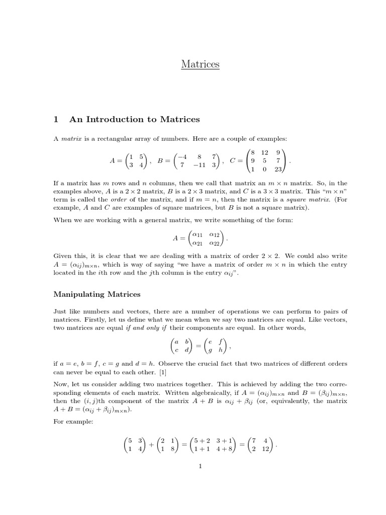 Matrices Update | PDF | Matrix (Mathematics) | Determinant