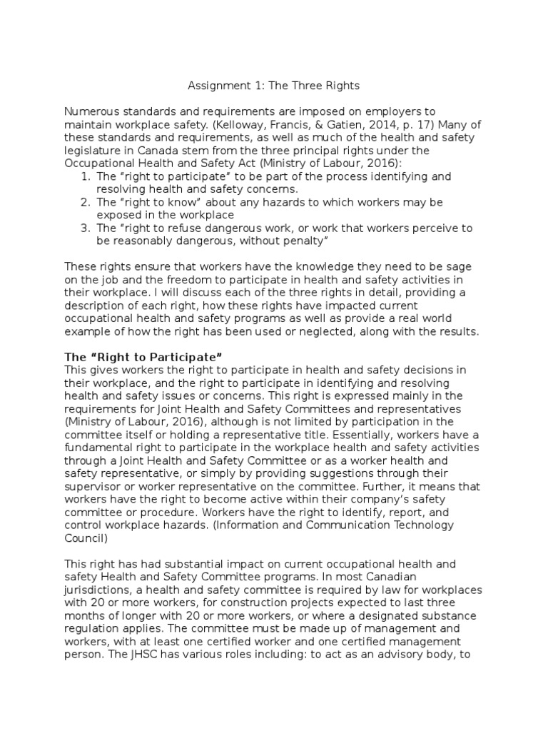 The Three Rights - Occupational Health and Safety | PDF | Occupational ...