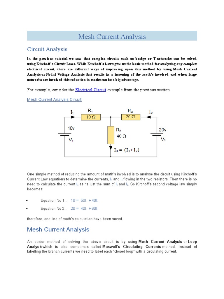 Mesh Current Analysis | PDF | Electrical Network | Matrix (Mathematics)