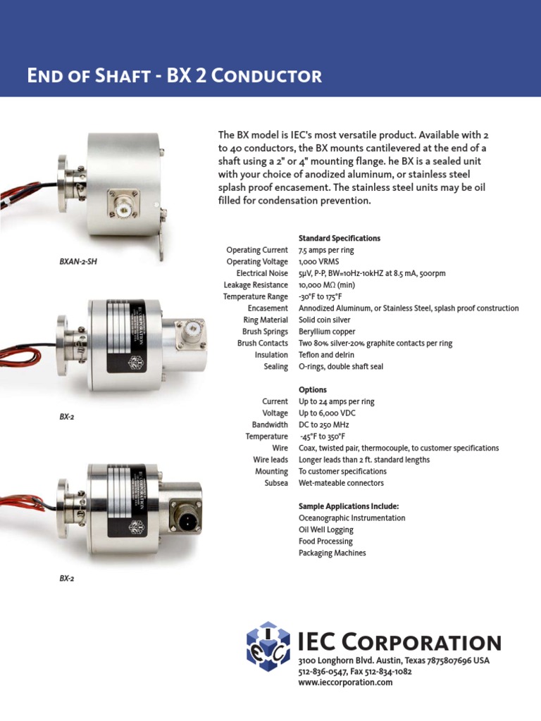 End of Shaft BX 2 Conductor Product Overview | PDF