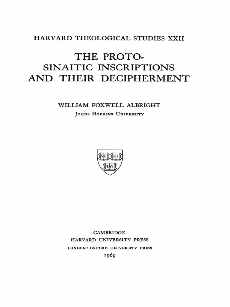 Albright - The Proto-Sinaitic Inscriptions and Their Decipherment (1969 ...