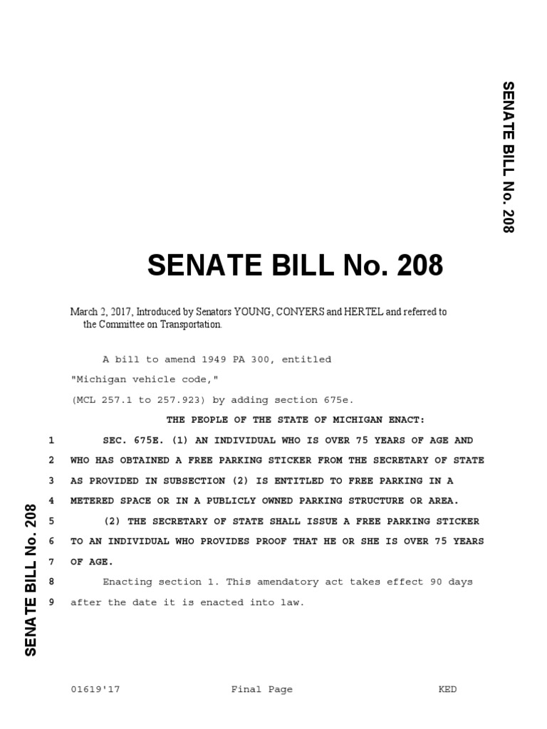 Senate Bill No. 208 | PDF